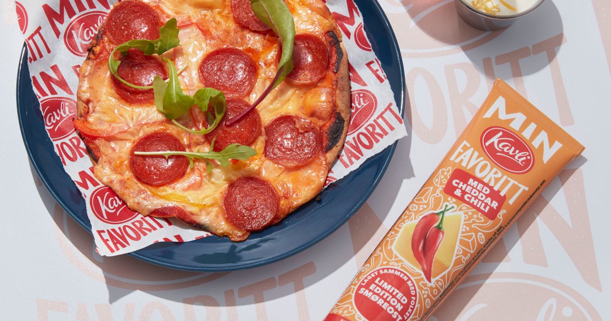 Minipizza med cheddar og chili-ost - Kavli